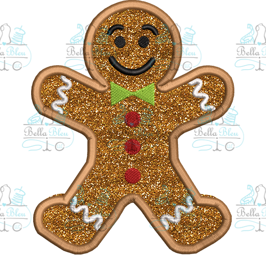 Gingerbread man Side Design Applique 3 sizes – Bella Bleu Embroidery