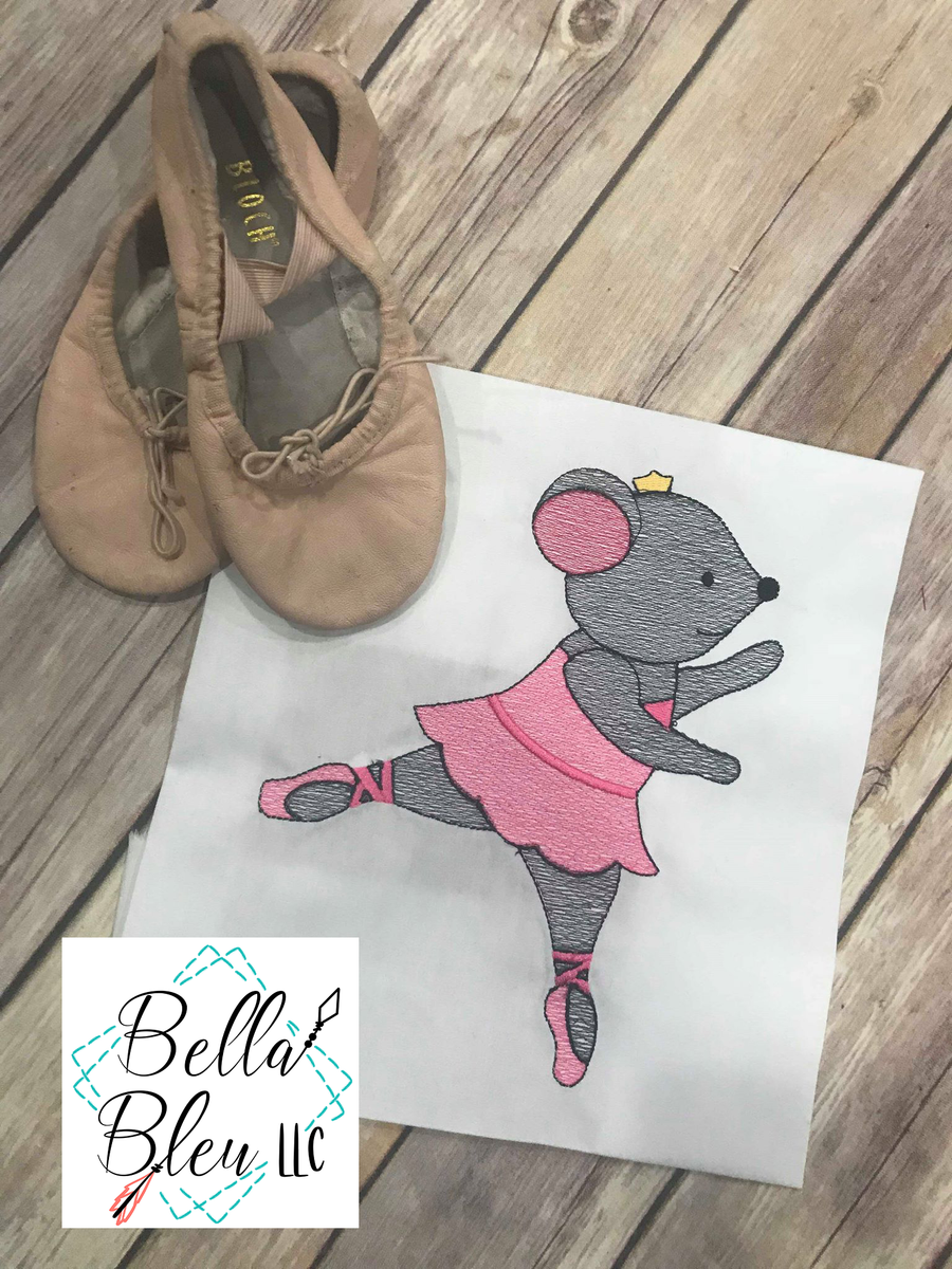 Ballerina Ballet Mouse Sketchy Nutcracker| Bella Bleu Embroidery