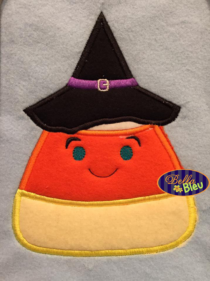 Halloween Witch with Hat Candy Corn Machine Applique Embroidery Design ...
