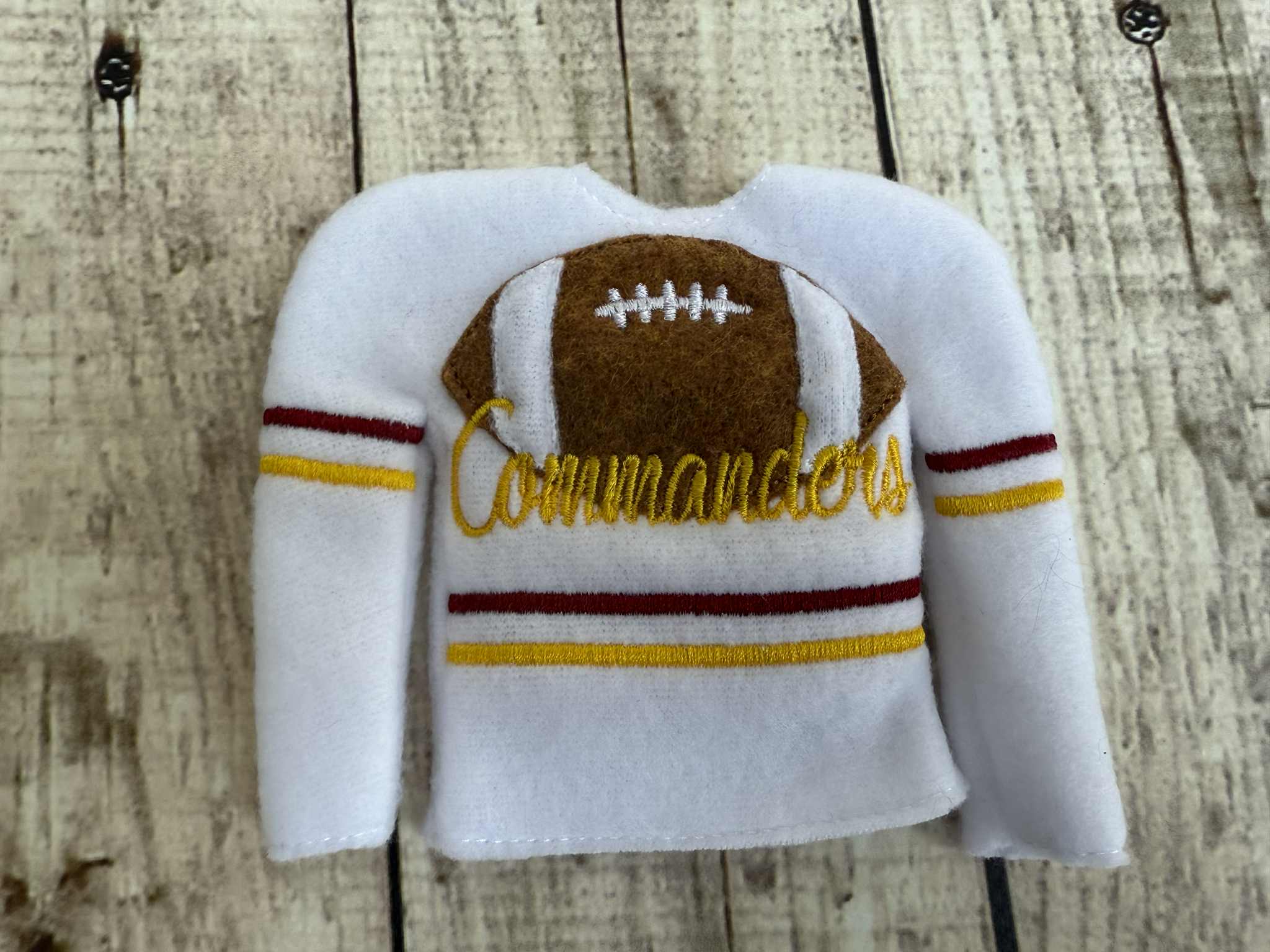 Commanders Football ITH Elf sweater shirt – Bella Bleu Embroidery