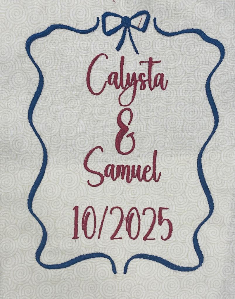 Bow Frame Monogram 2 Satin Stitch – Bella Bleu Embroidery