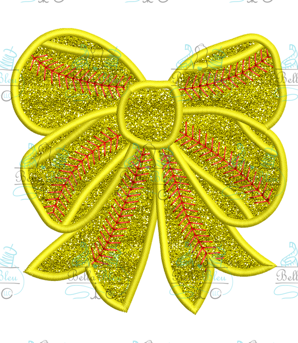 Baseball Softball Bow Side Design Applique 3 sizes – Bella Bleu Embroidery