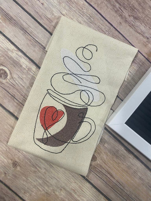 Coffee Line Art Embroidery designs – Bella Bleu Embroidery