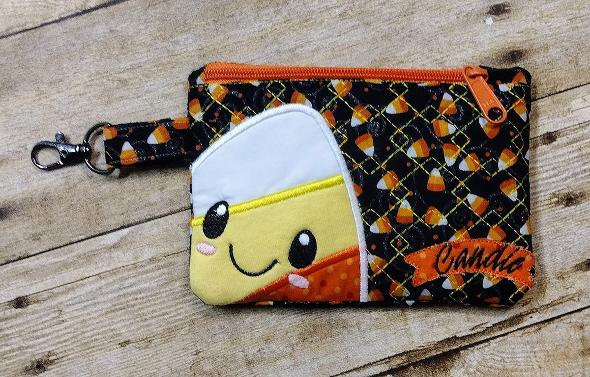 Candy Corn Zipper Bag 3 sizes| Bella Bleu Embroidery