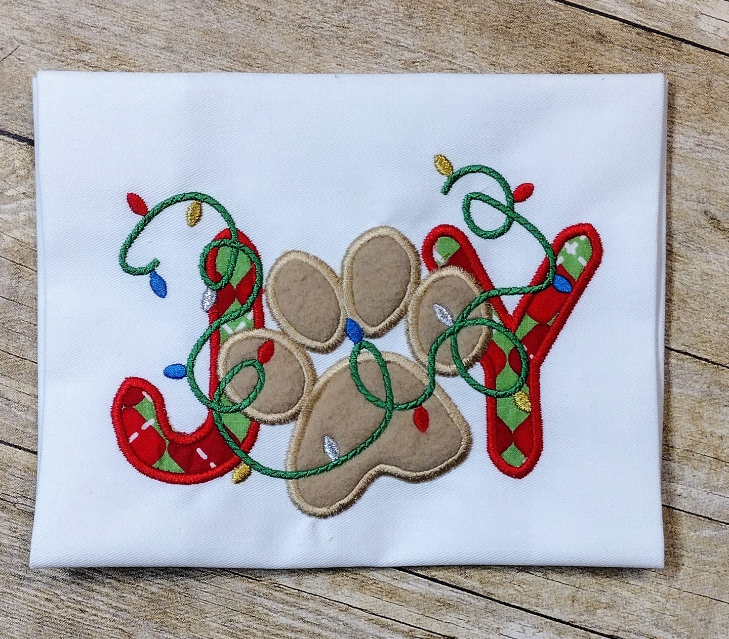 Joy Applique With Paw | Bella Bleu Embroidery