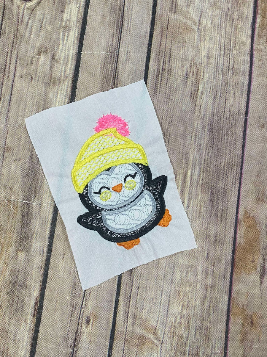 Penguin in Stocking Cap Motif| Bella Bleu Embroidery