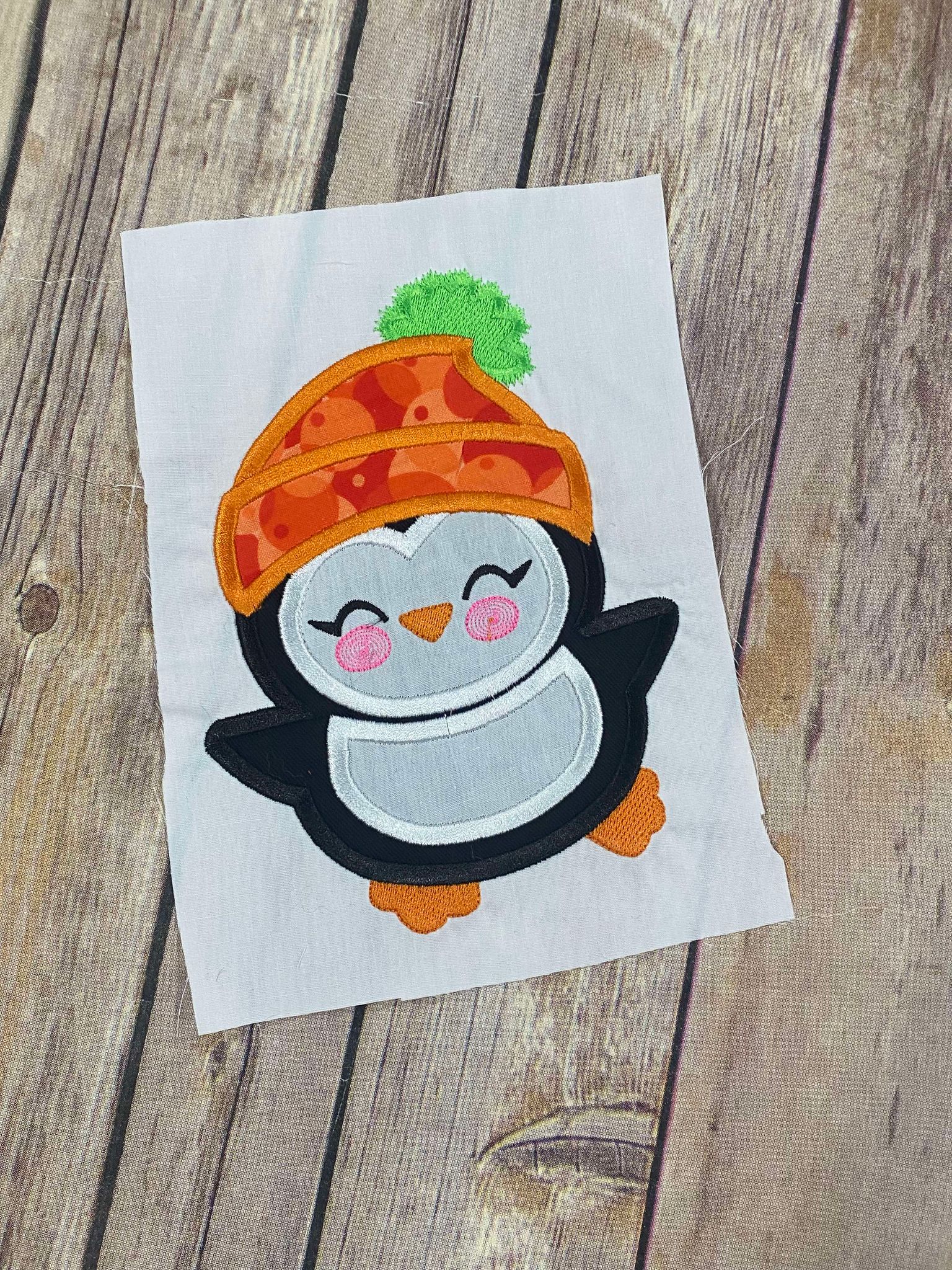 Penguin in Stocking Cap Applique – Bella Bleu Embroidery