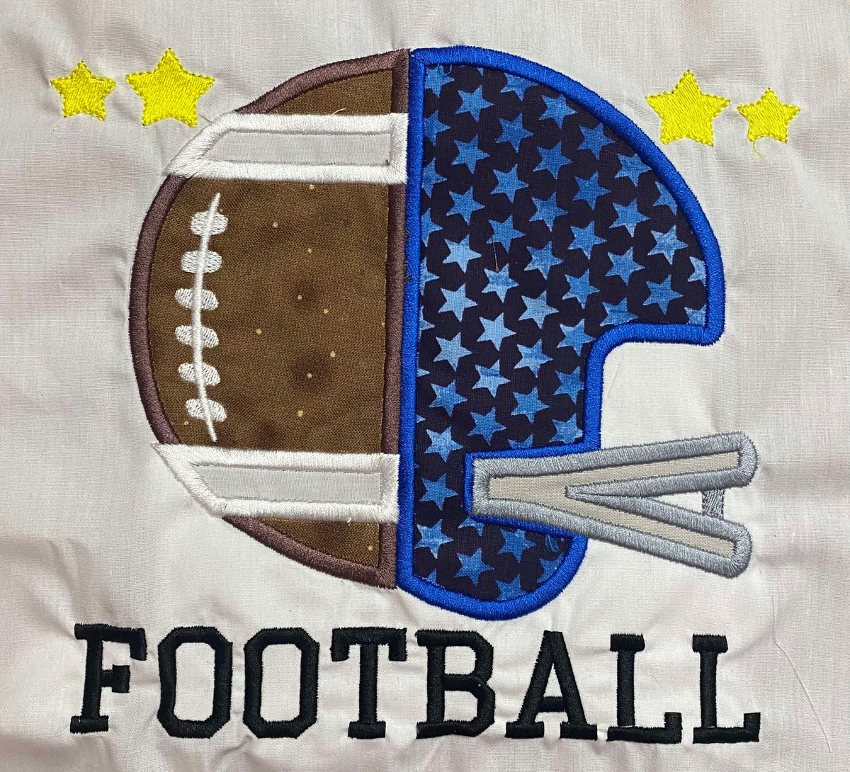 Football Helmet Split Applique| Bella Bleu Embroidery