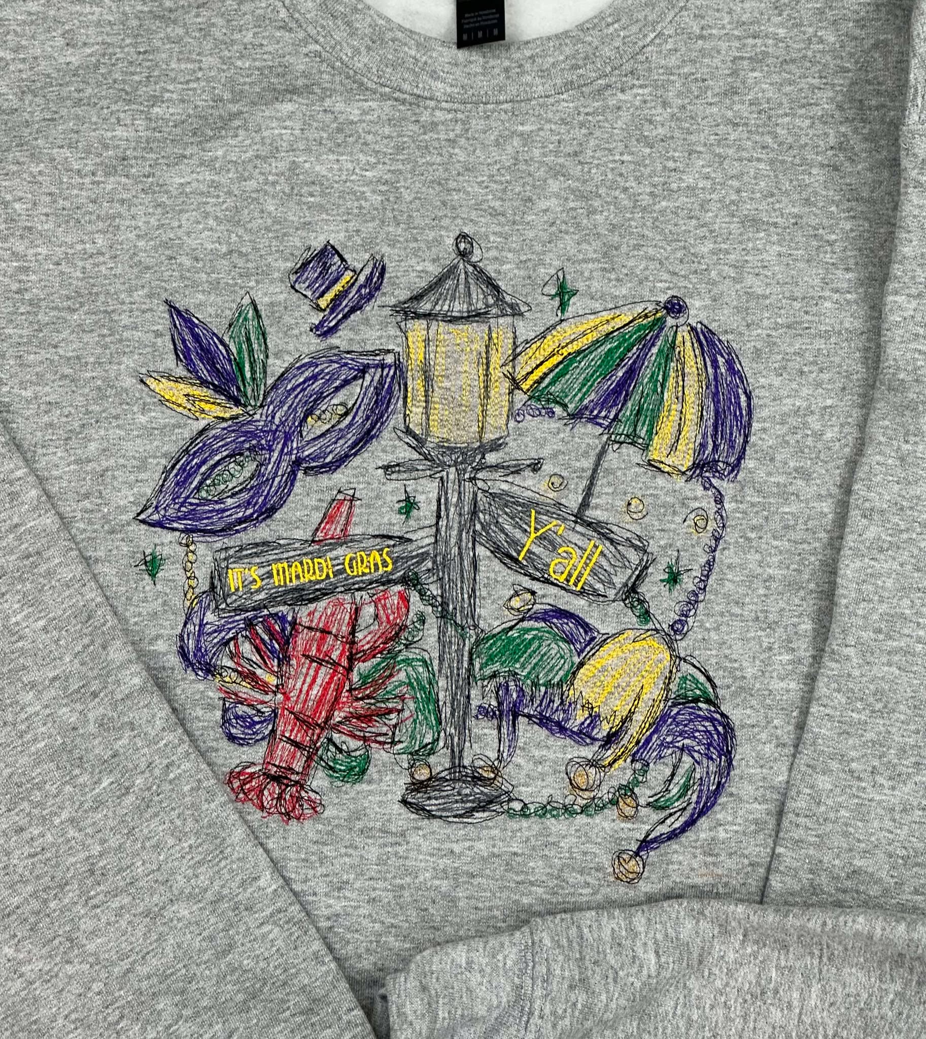 Mardi Gras Y'all Scribble – Bella Bleu Embroidery
