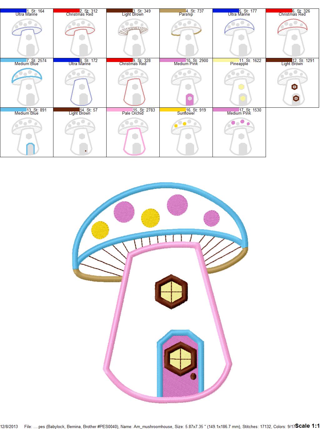 Fairytale Whimsy Mushroom House Applique – Bella Bleu Embroidery