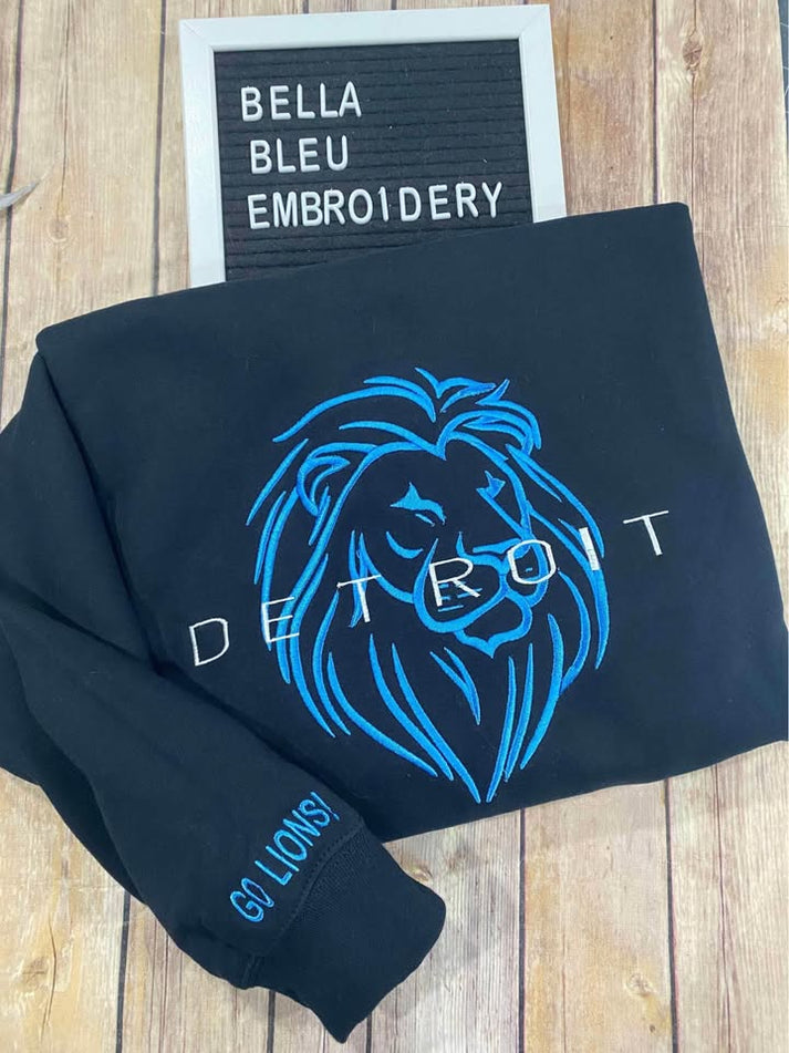 Lions Mascot Custom Sweatshirt – Bella Bleu Embroidery