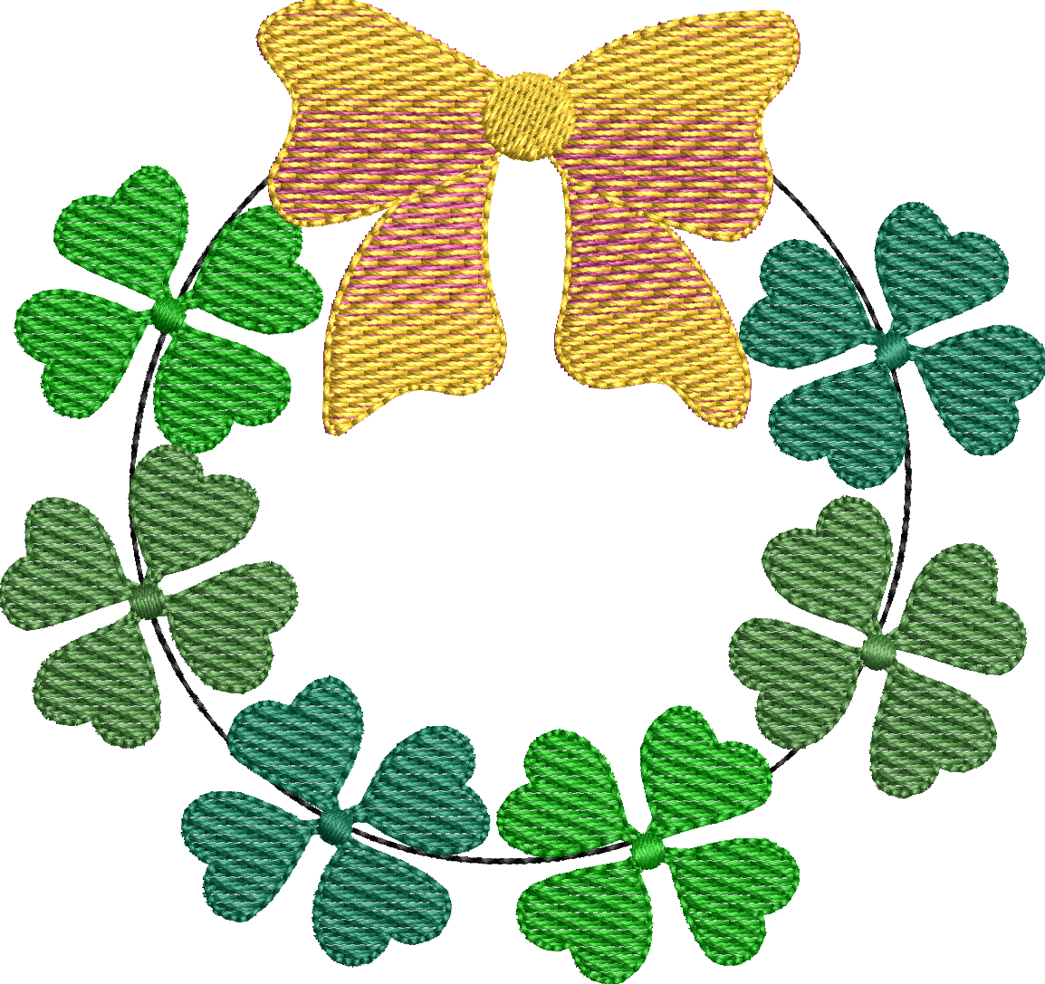 Clover Wreath with Bow Filled design – Bella Bleu Embroidery