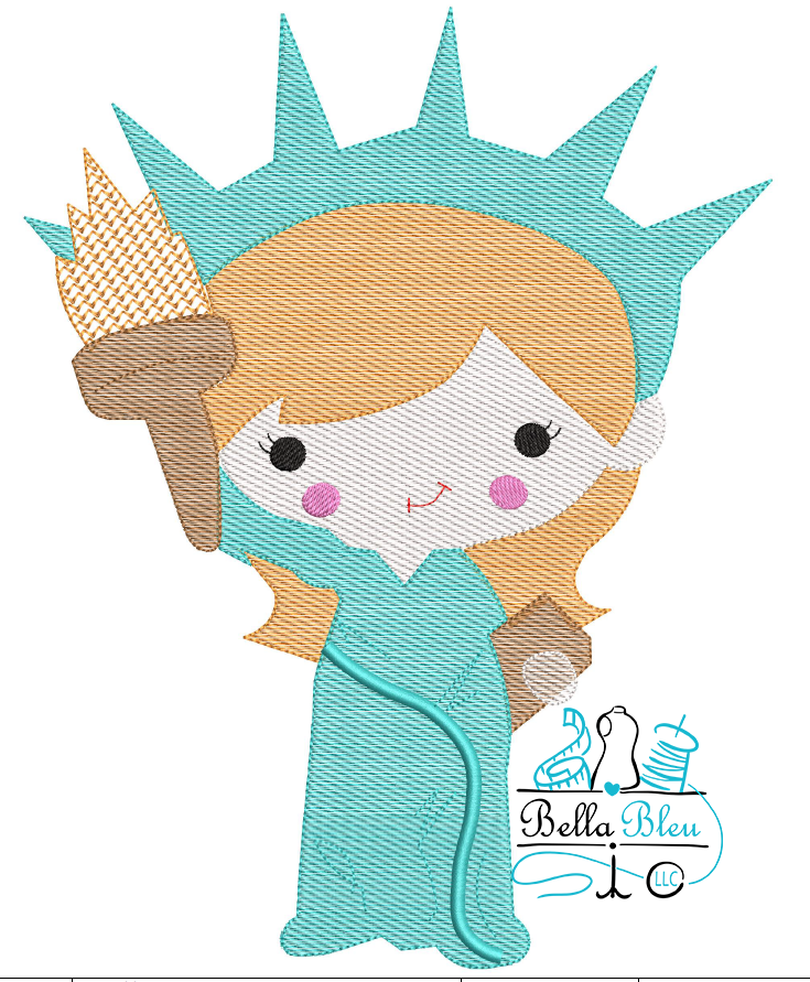 Miss Liberty Sketchy design – Bella Bleu Embroidery