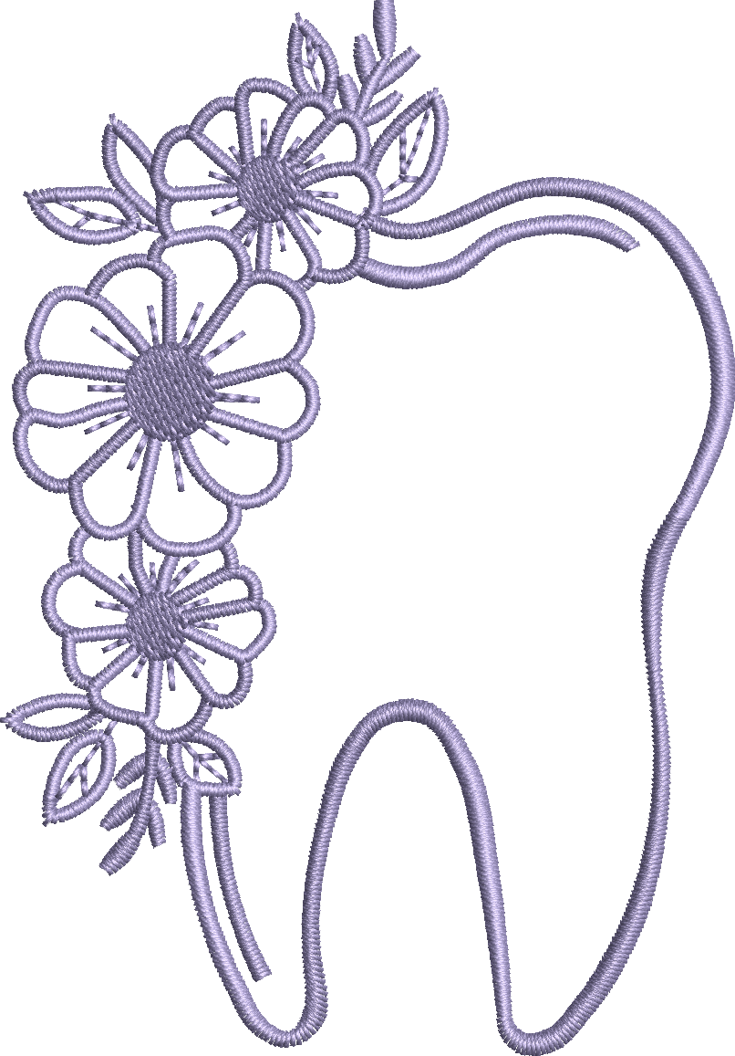 Dental Tooth with Flowers – Bella Bleu Embroidery