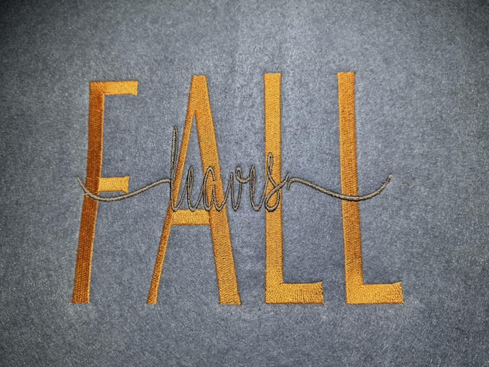 Fall Leaves Word Art| Bella Bleu Embroidery