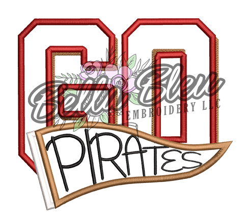 Go Pirates Pennant Applique – Bella Bleu Embroidery
