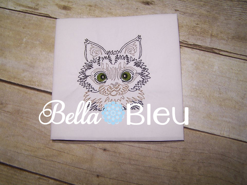 Kitty Cat #4 Adorable Colorwork Machine Embroidery Design | Bella Bleu ...