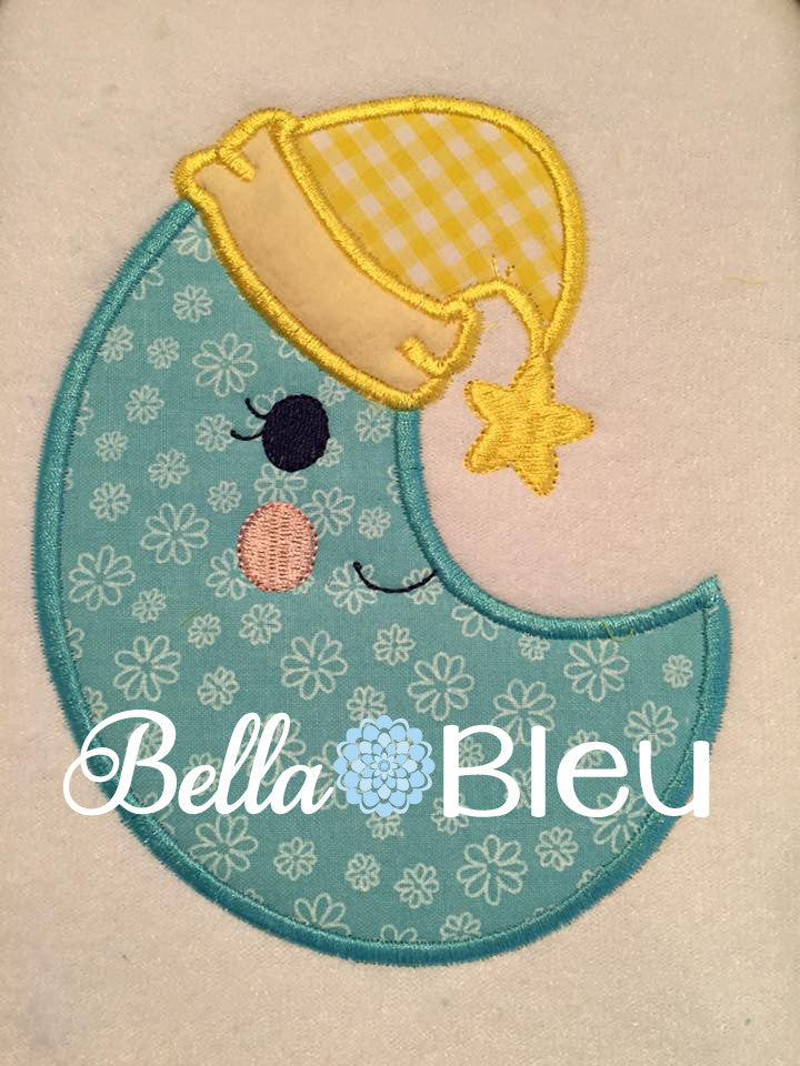 Applique Baby Moon with Hat Machine Embroidery design | Bella Bleu ...