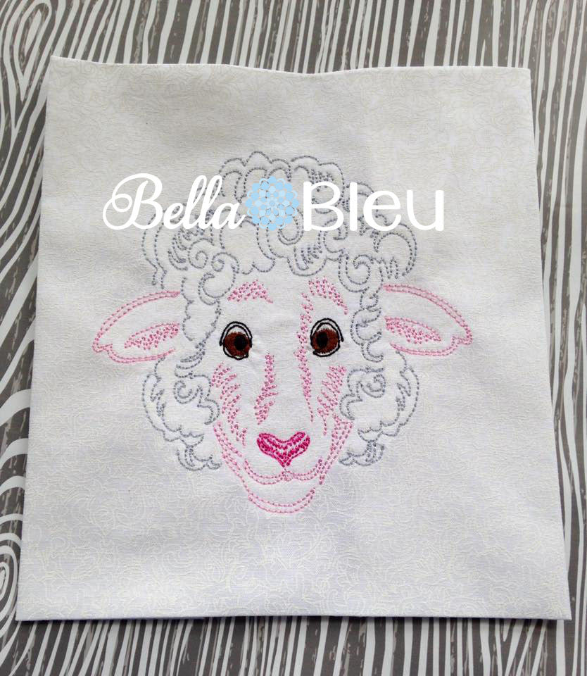 Farm Sheep Lamb Embroidery Colorwork Machine design | Bella Bleu Embroidery