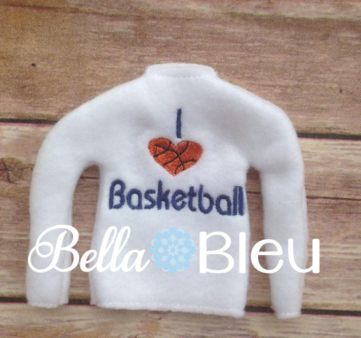 ITH In The Hoop Elf I love heart Basketball sweater shirt embroidery d ...
