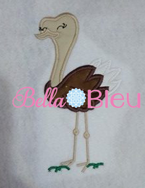 Exclusive Ostrich Bird Machine Applique Embroidery Design | Bella Bleu ...