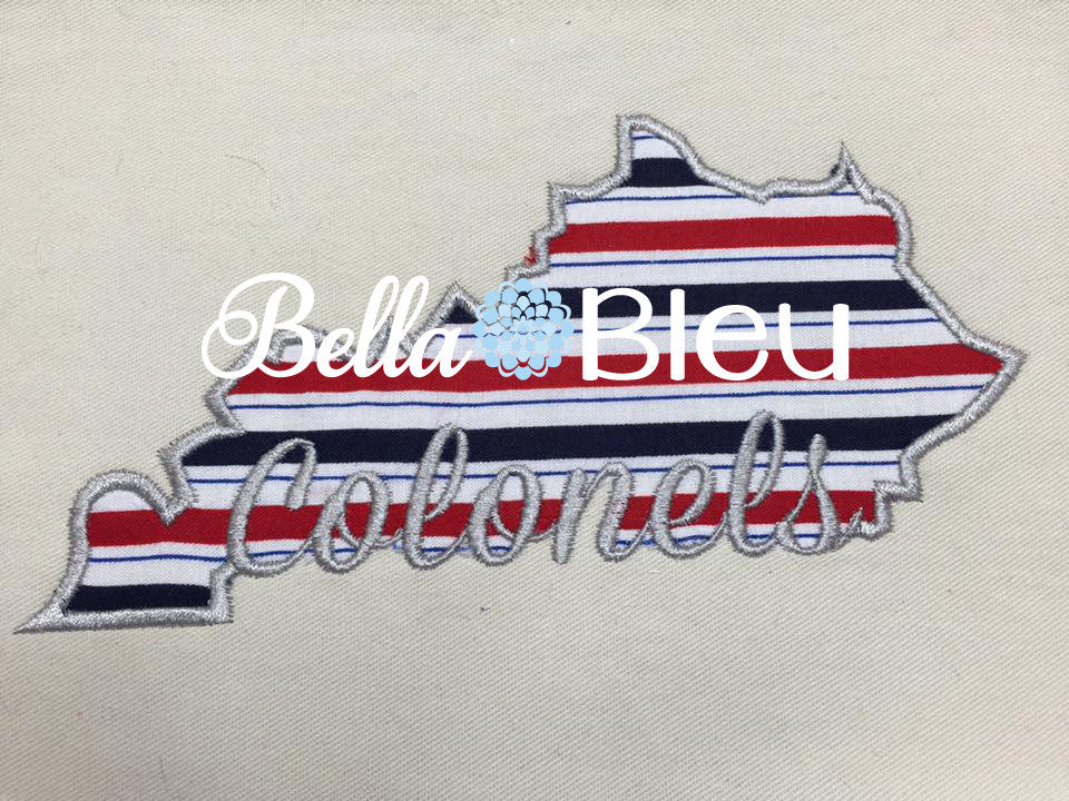 Kentucky State Applique with Colonels Signature Saying Machine Appliqu ...