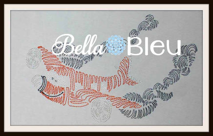 Airplane 2 Quick Stitch Redwork Colorwork Machine Embroidery Design ...