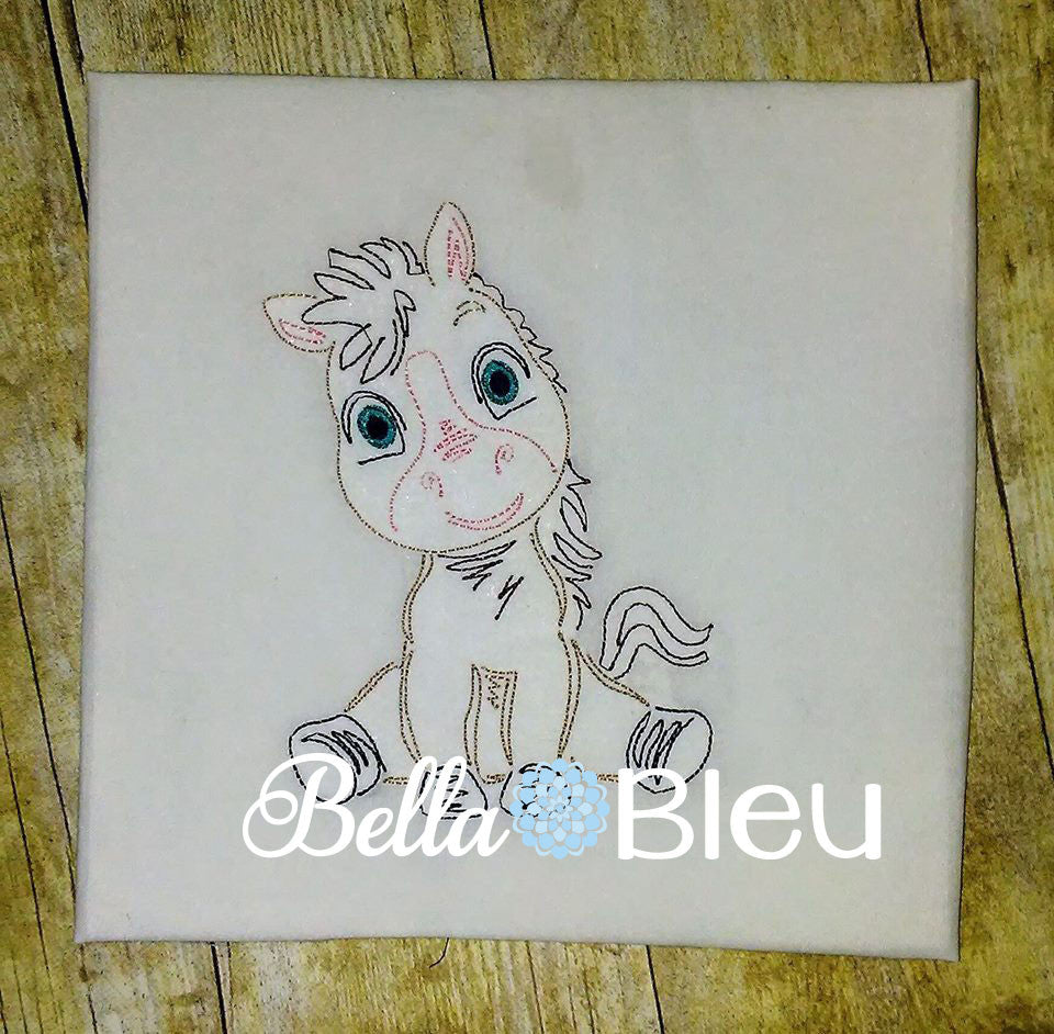 Baby Farm Animal Horse Colt colorwork machine embroidery design | Bella ...