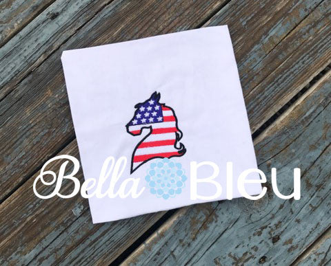 American Flag Horse Machine Filled Embroidery Design | Bella Bleu ...