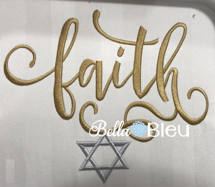Faith with Star of David Jewish Holiday Religious Machine embroidery d ...