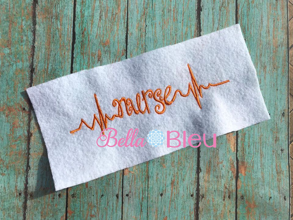 EKG Heartbeat Nurse machine embroidery design | Bella Bleu Embroidery