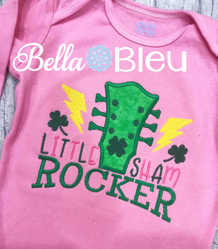 Sham Rocker Guitar St Patrick's Applique| Bella Bleu Embroidery