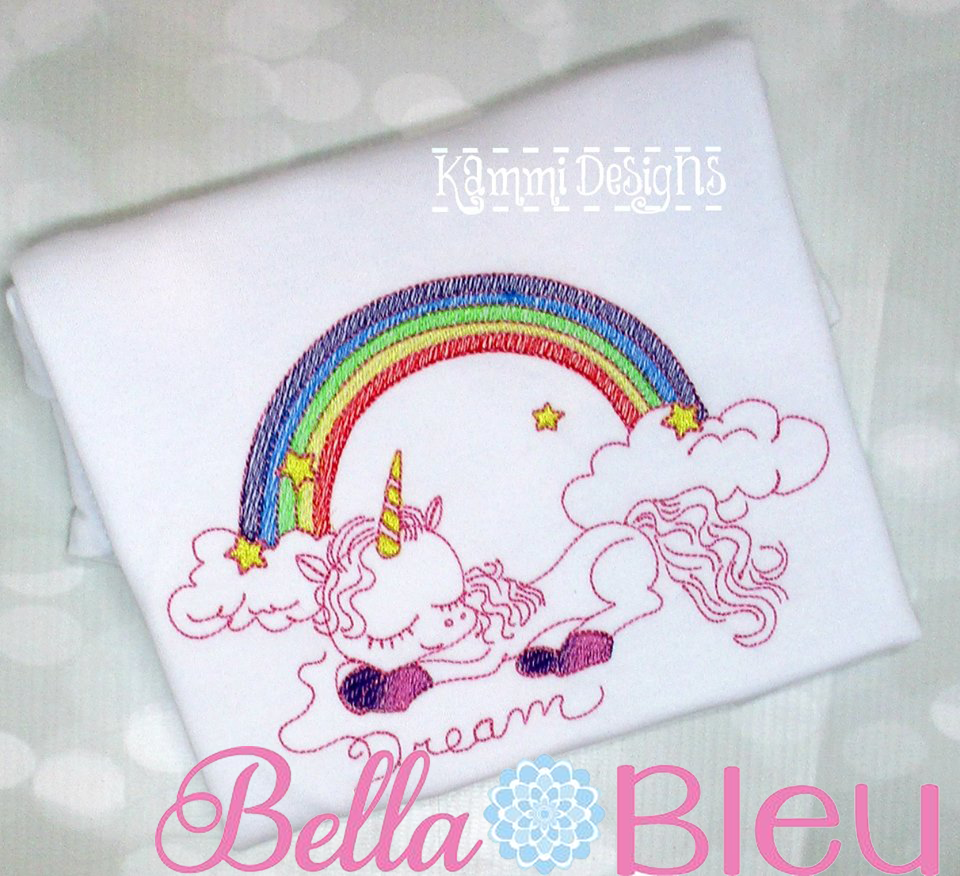 Dream Unicorn Rainbow Sketchy Machine Embroidery design | Bella Bleu ...