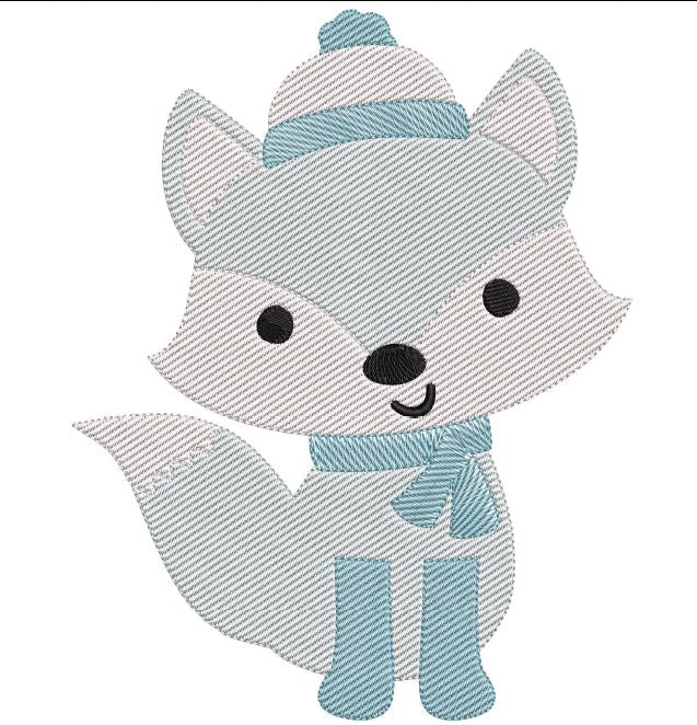 Artic Fox Sketchy Winter wonderland Design – Bella Bleu Embroidery