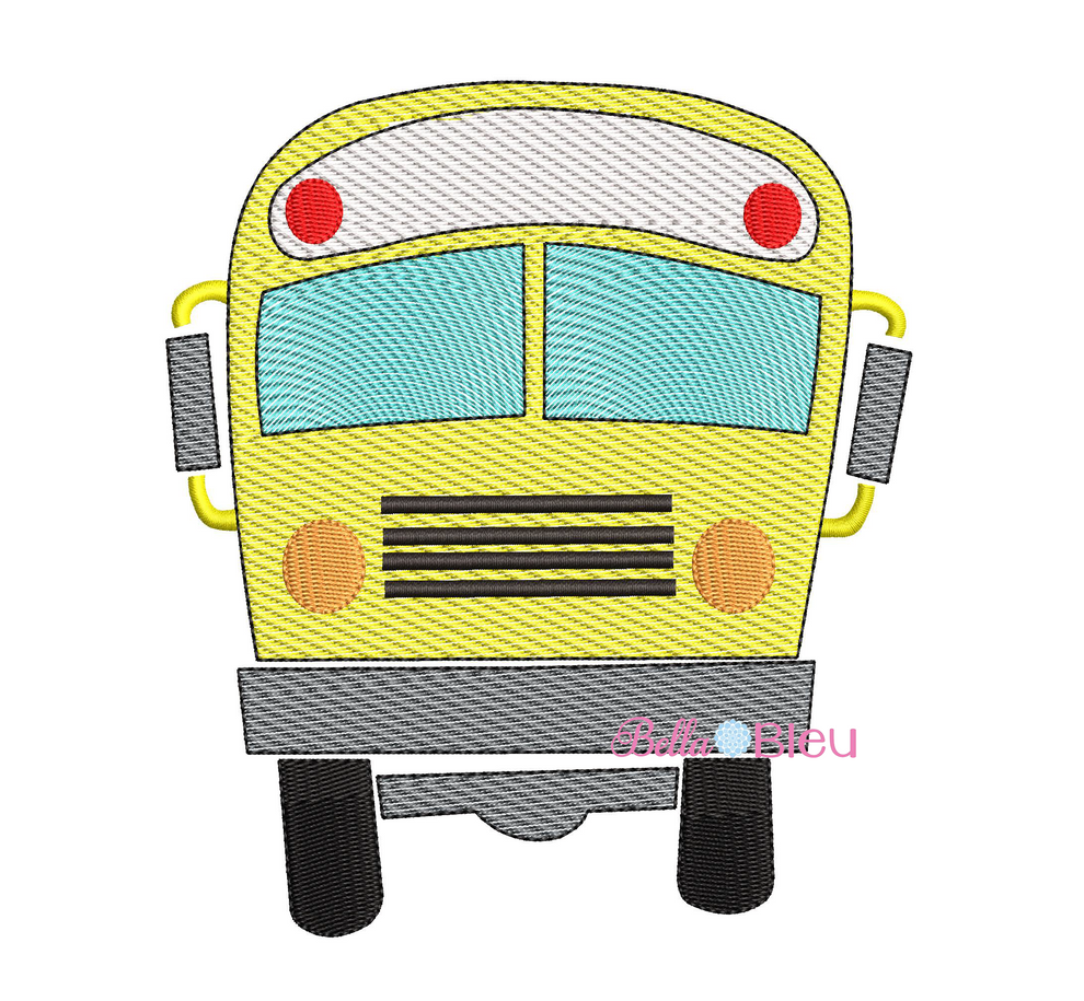 Sketchy School Bus Machine Embroidery Design – Bella Bleu Embroidery