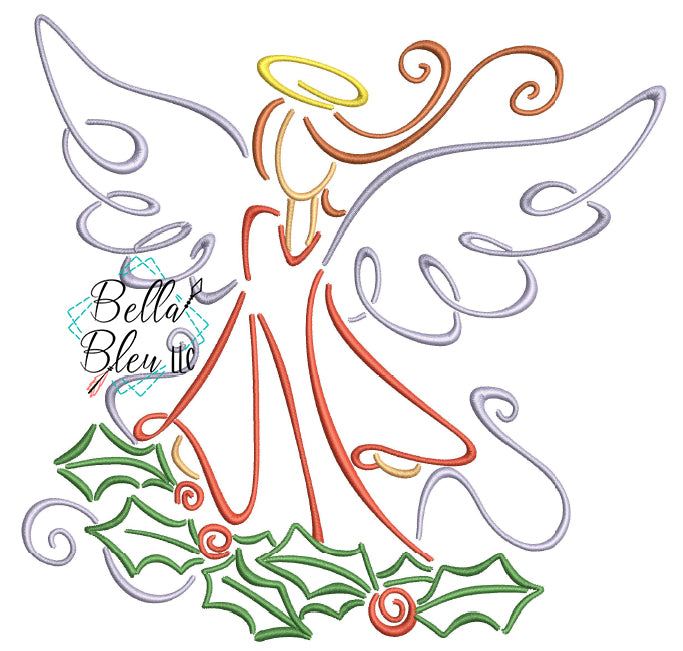 Christmas Angel Satin Swirl Machine Embroidery Design – Bella Bleu ...