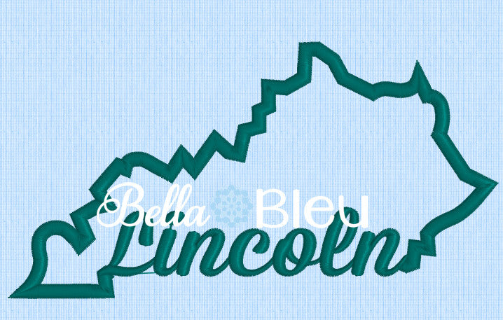 State of Kentucky & Lincoln signature applique machine embroidery desi ...