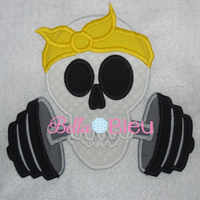 Exclusive Retro Skull Lifting Weights Machine Applique Embroidery Desi ...