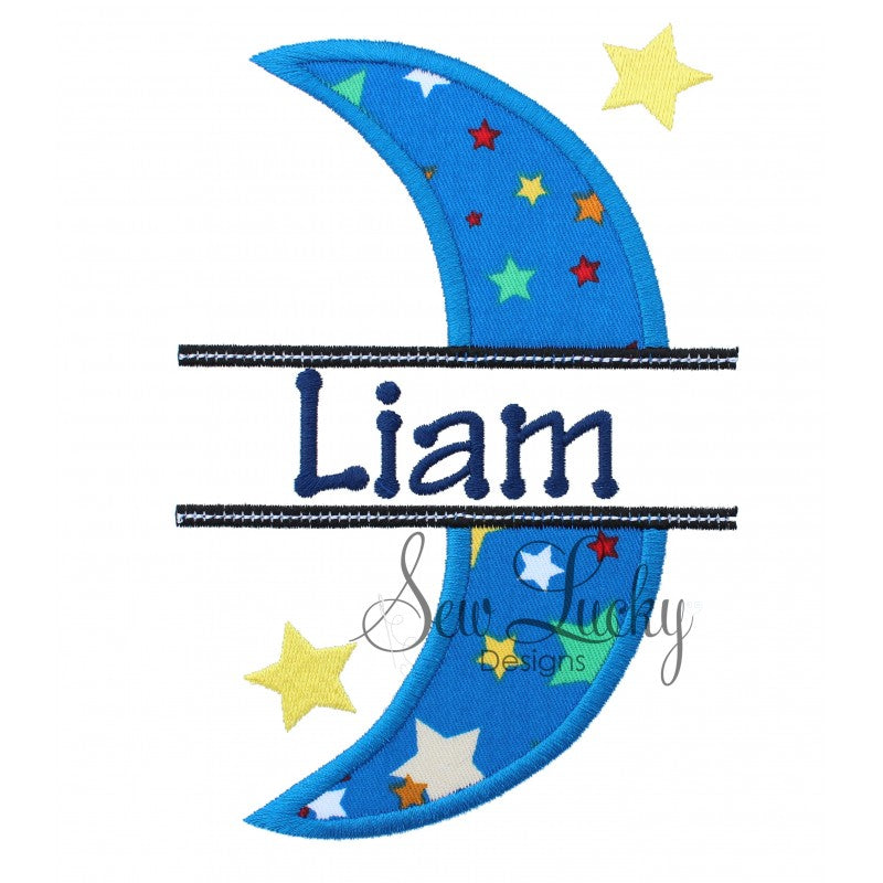 Split Moon and Stars Applique | Bella Bleu Embroidery