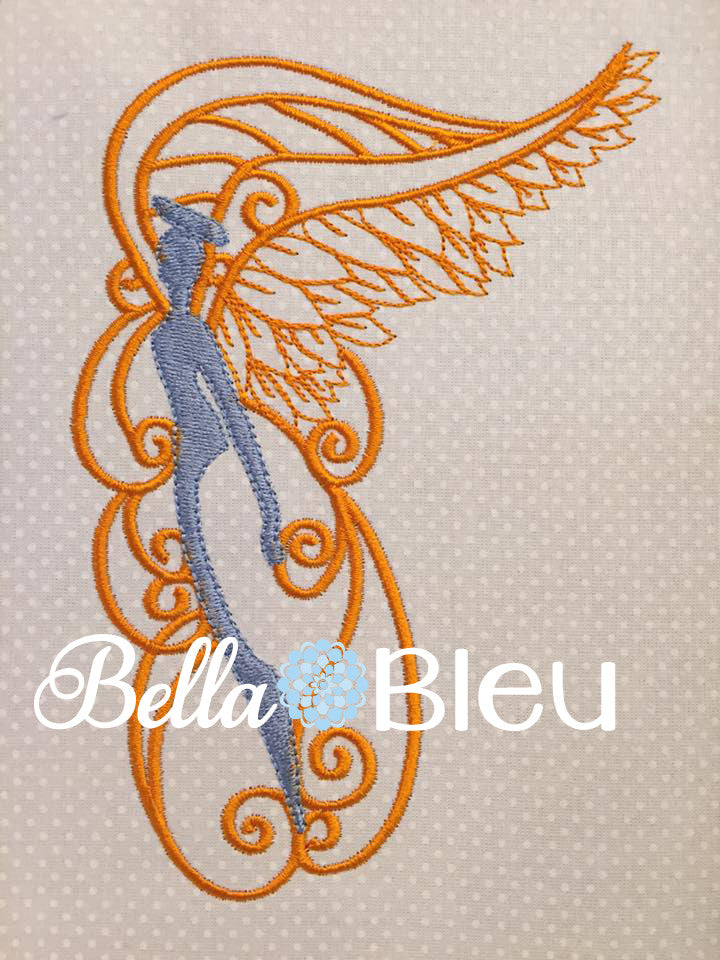 Beautiful Swirly Angel with Wings Machine Embroidery Design| Bella Bleu ...