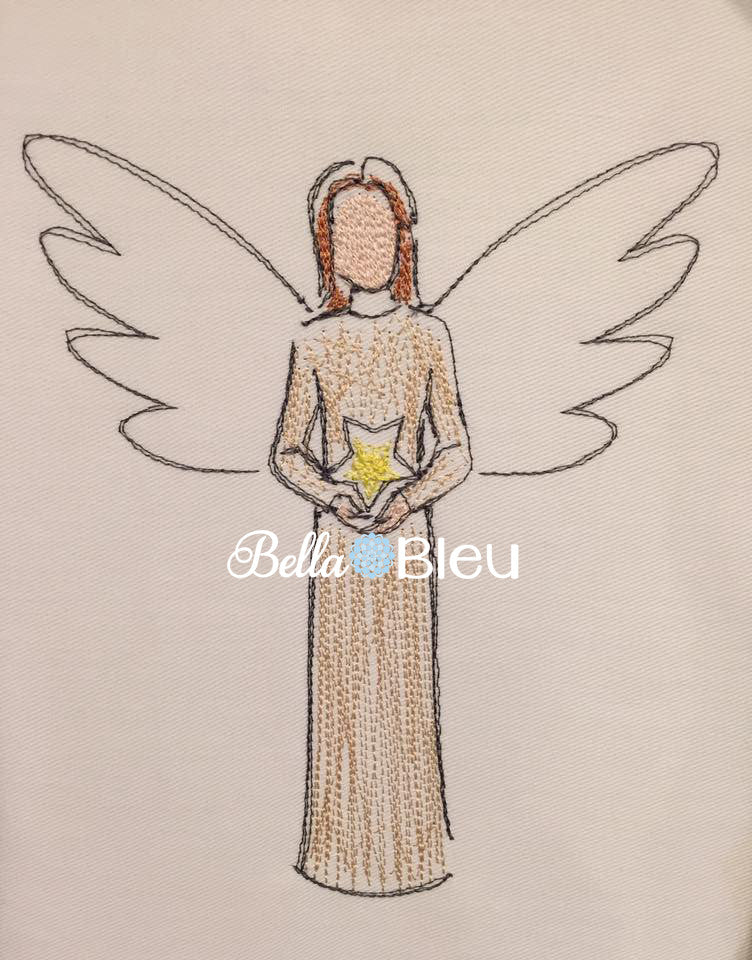 Stunning Angel with Star Colorwork Machine Embroidery Design – Bella ...