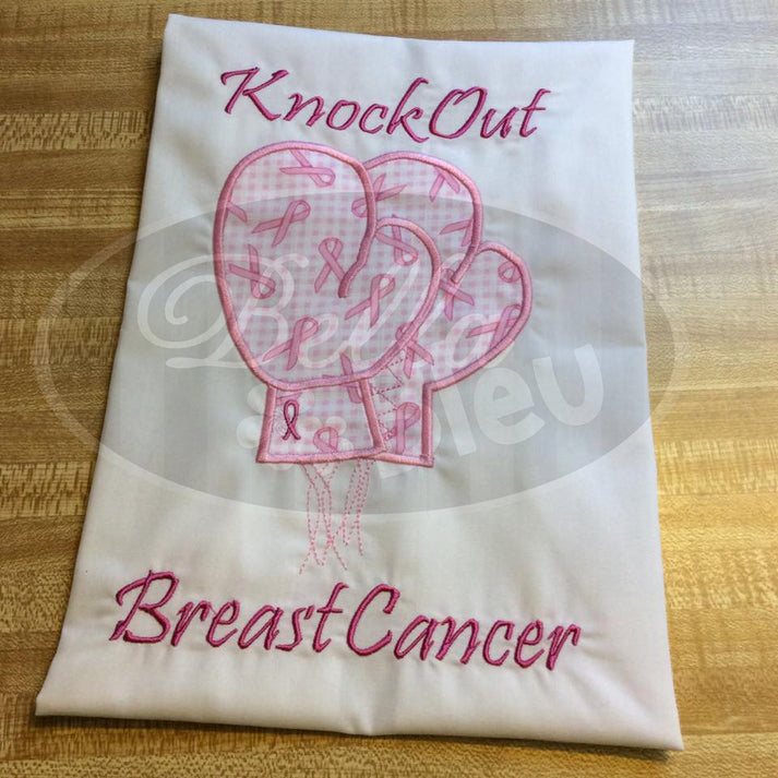 Breast Cancer Boxing Gloves Fight Machine Applique Embroidery Design ...