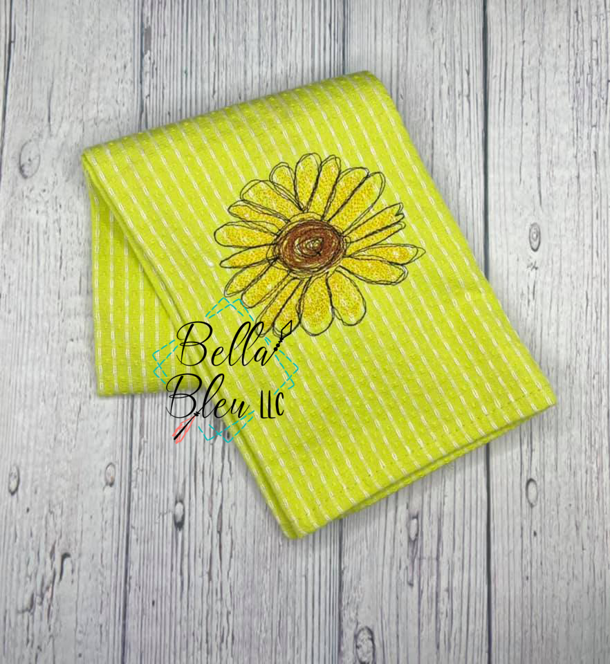 Daisy 3 Flower Scribble – Bella Bleu Embroidery