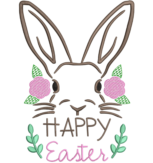 Happy Easter Bunny Sketchy design | Bella Bleu Embroidery