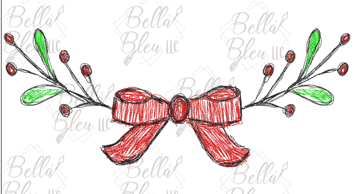 Holly Swag Scribble Sketchy – Bella Bleu Embroidery