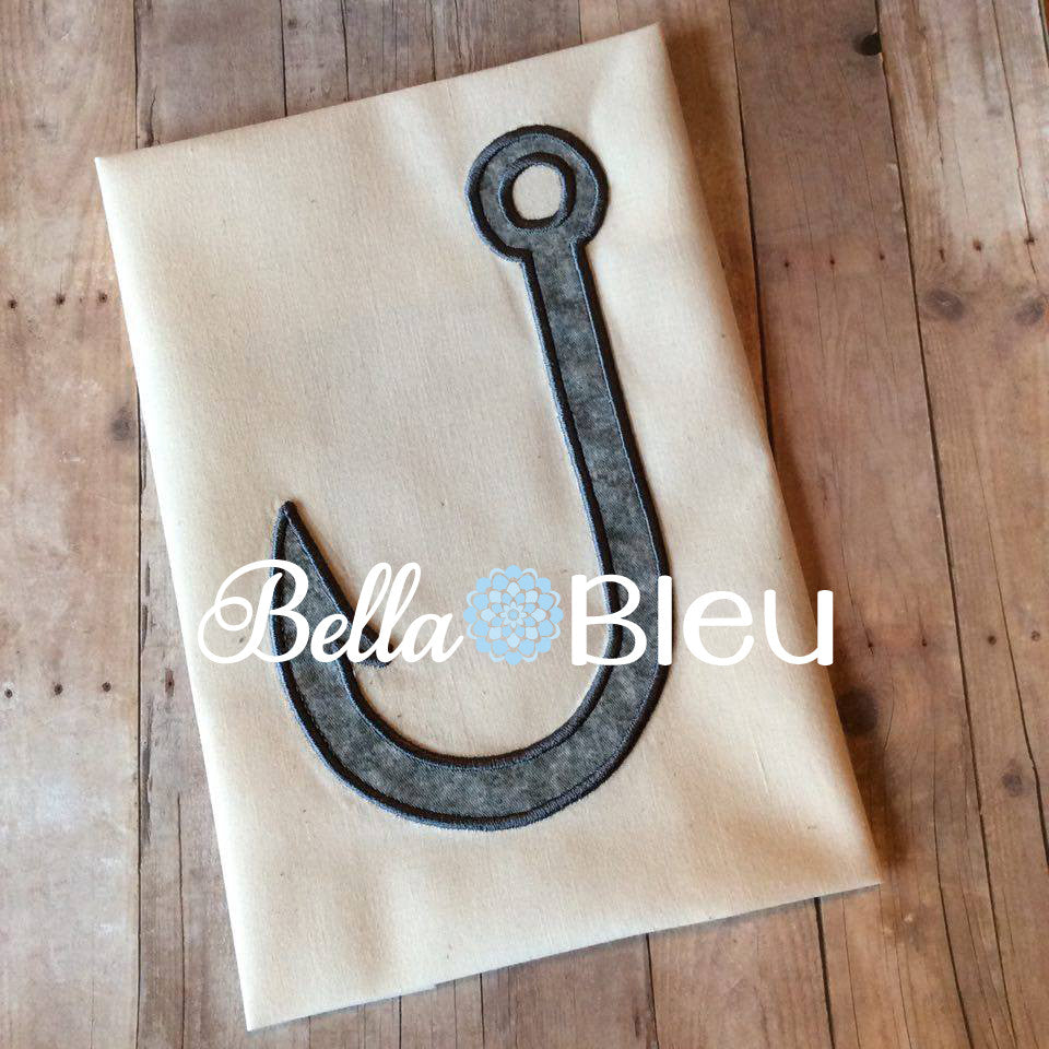 Wedding Got Hooked or Fishing Fish Hooks Single Fishing Hook Applique ...