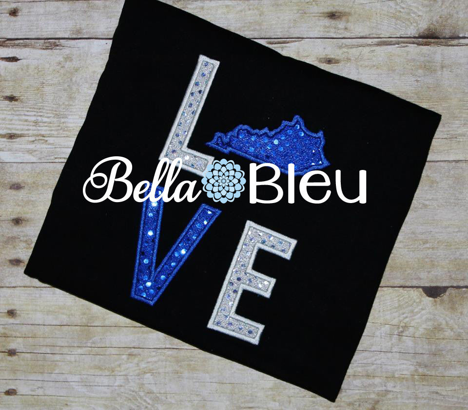 Kentucky State Love Applique Embroidery Design Monogram| Bella Bleu ...