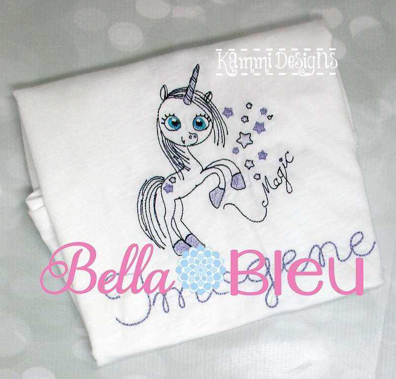 Unicorn Magic Sketchy Machine Embroidery Design| Bella Bleu Embroidery