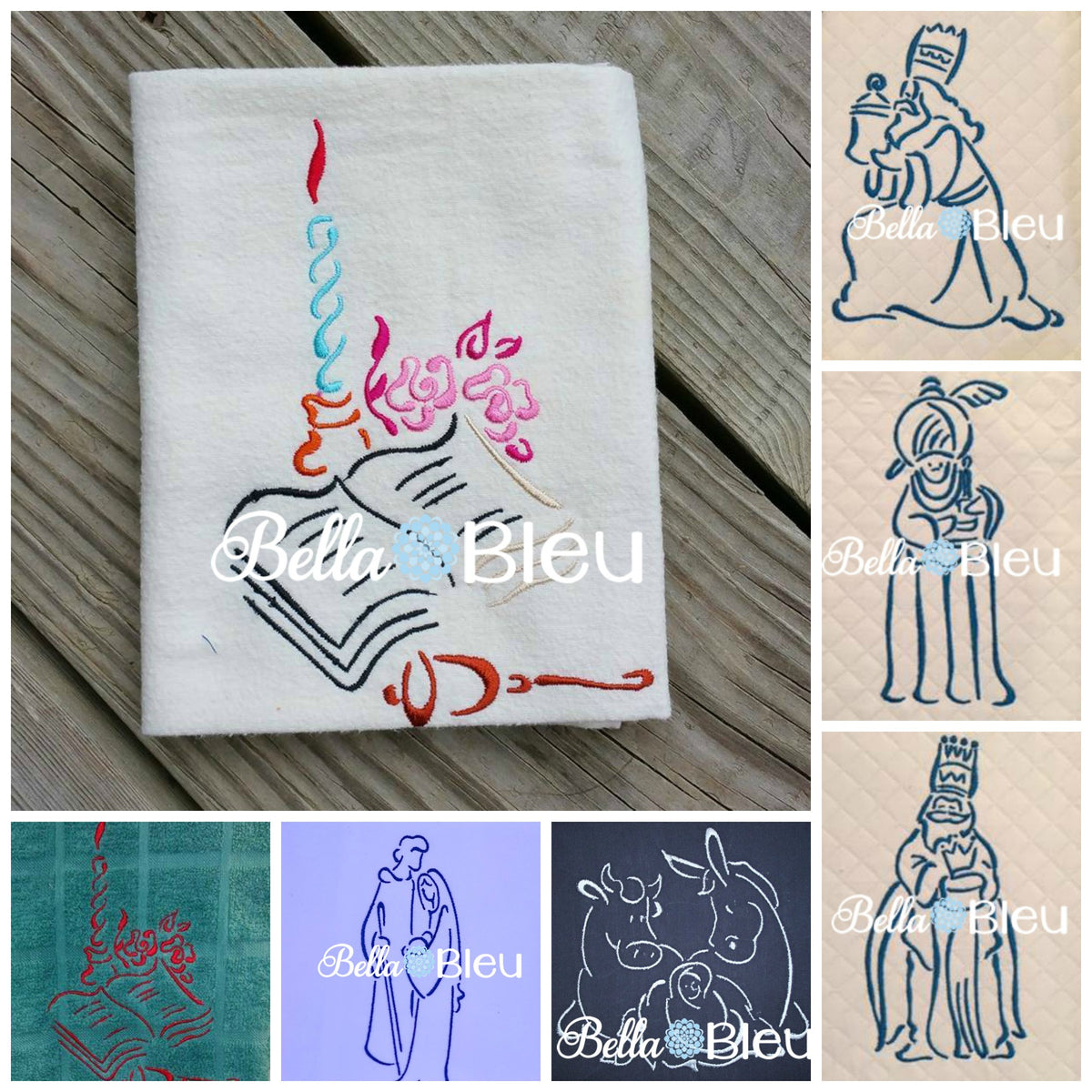 Christmas Redwork Colorwork Nativity Set Religious Machine Applique Em ...