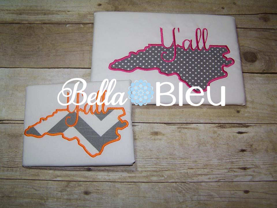 North Carolina State Applique with Y'all Signature Embroidery Design M ...